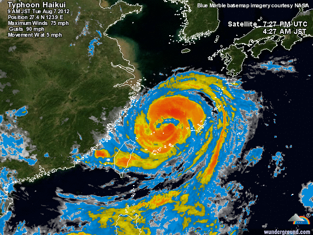 Il tifone "Haikui" si appresta ad effettuare il "landfall" sulla Cina ...