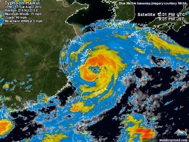 Il tifone Haikui arriva in Cina, spettacolari mappe satellitari: 200. ...