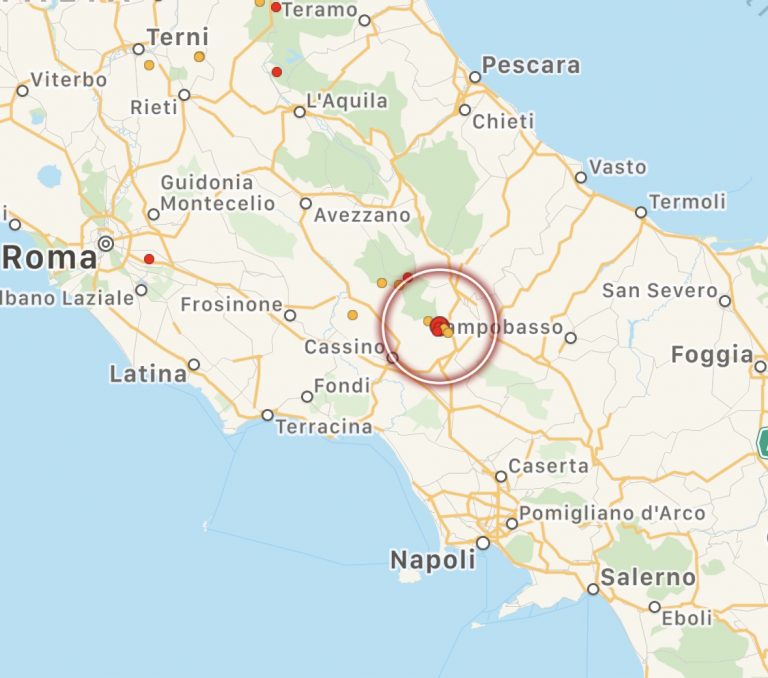 Terremoto: scossa in provincia di Isernia [MAPPE e DATI]