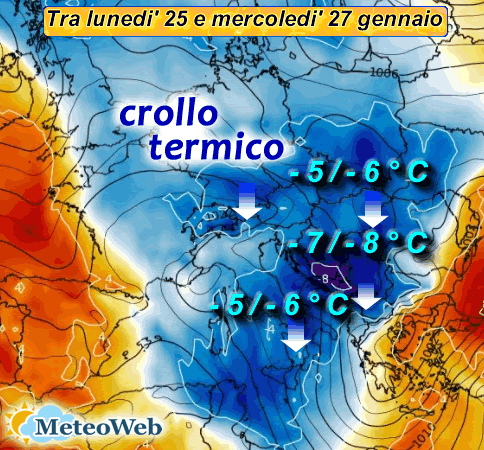 Previsioni Meteo, confermata l'irruzione fredda di inizio prossima settimana: neve a bassa quota ...