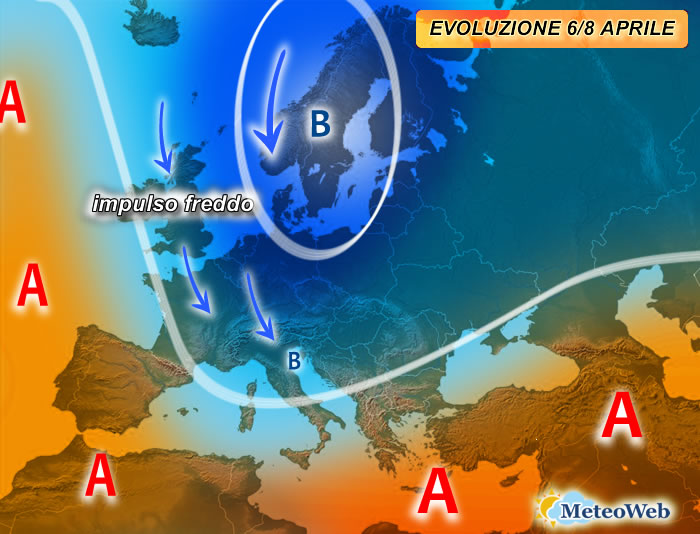 Previsioni meteo: confermata anche la seconda e più intensa irruzione fredda del 6-8 aprile