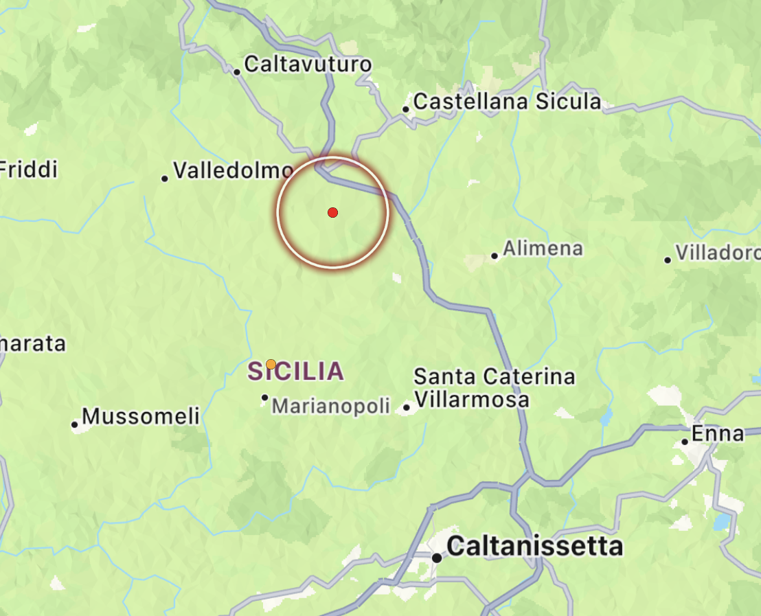 Scossa di terremoto in Sicilia: epicentro a Resuttano | DATI e MAPPE