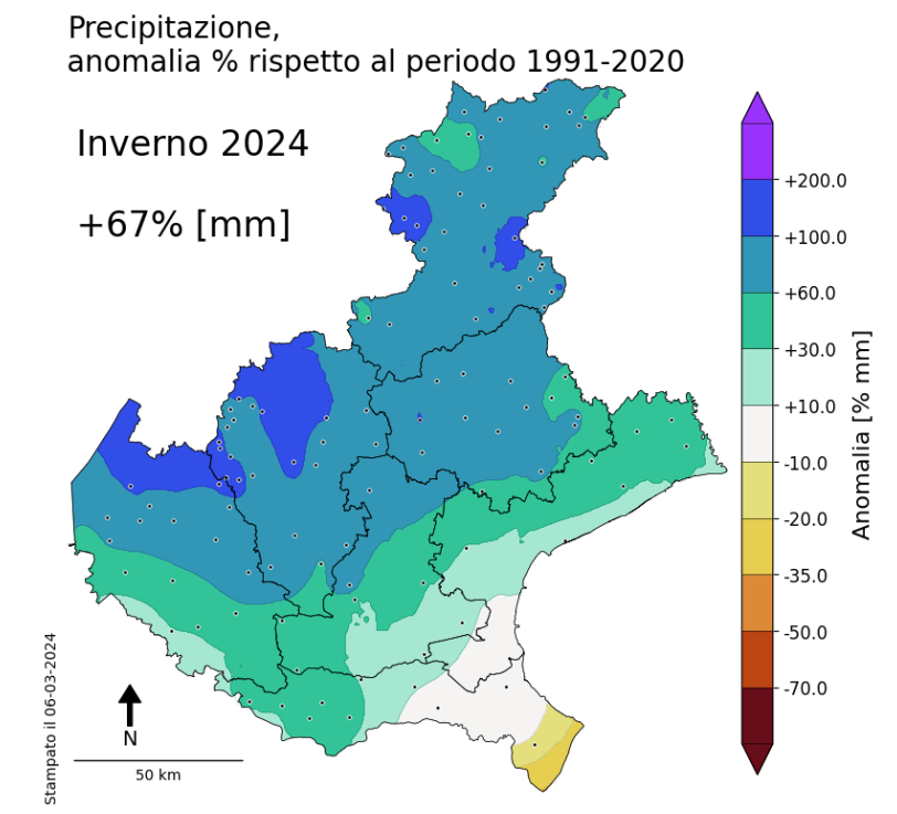 In Veneto, il secondo inverno più caldo dell’ultimo trentennio