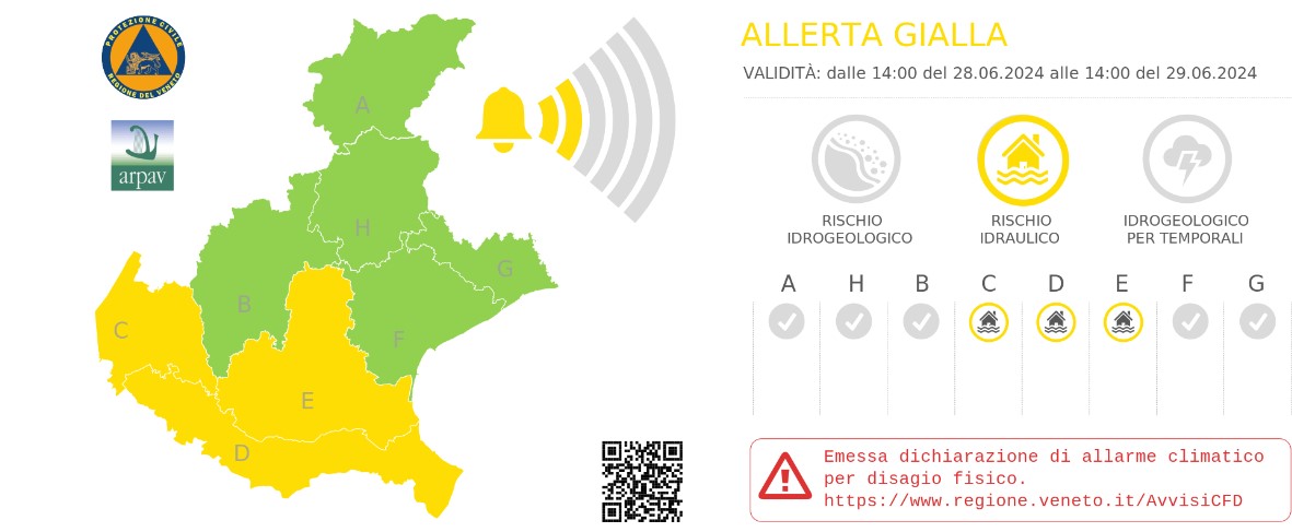 Allerta Meteo Veneto: stato di attenzione per i bacini Po e Adige