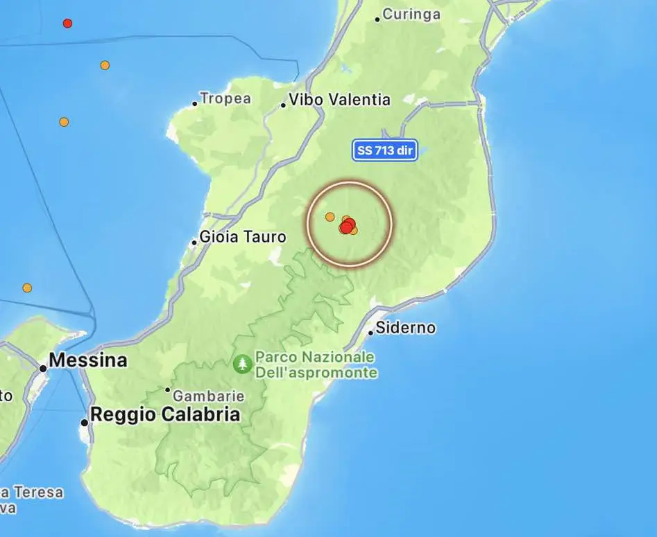 Terremoto in Calabria, epicentro a Fabrizia | DATI e MAPPE