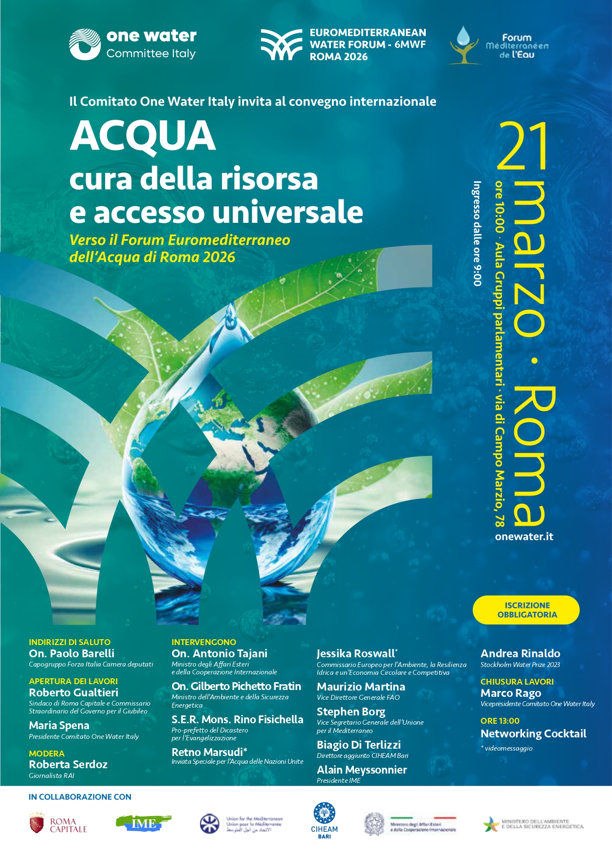 Acqua e sostenibilità: esperti al convegno One Water Italy