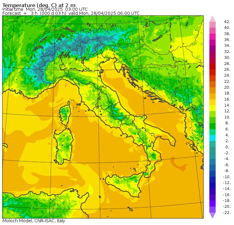 Meteo, le temperature minime di oggi 28 aprile