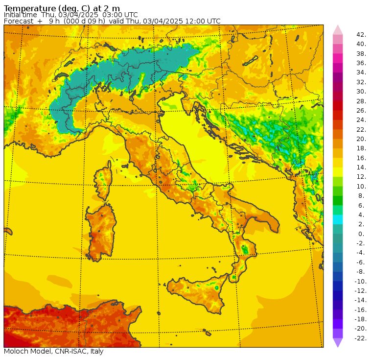 Meteo, le temperature massime di oggi: +25°C a Oristano