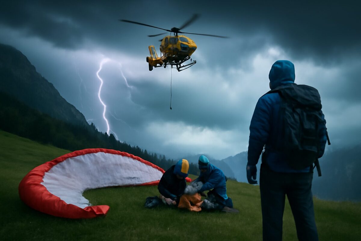 Parapendio precipita durante un temporale: grave un 35enne