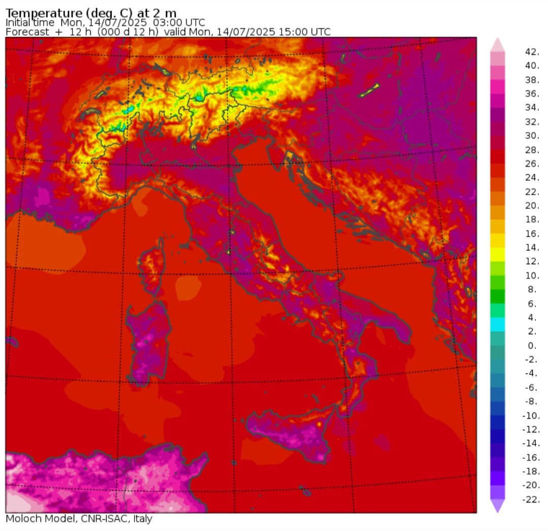 Meteo, le temperature massime di oggi 14 luglio: +26°C a Genova