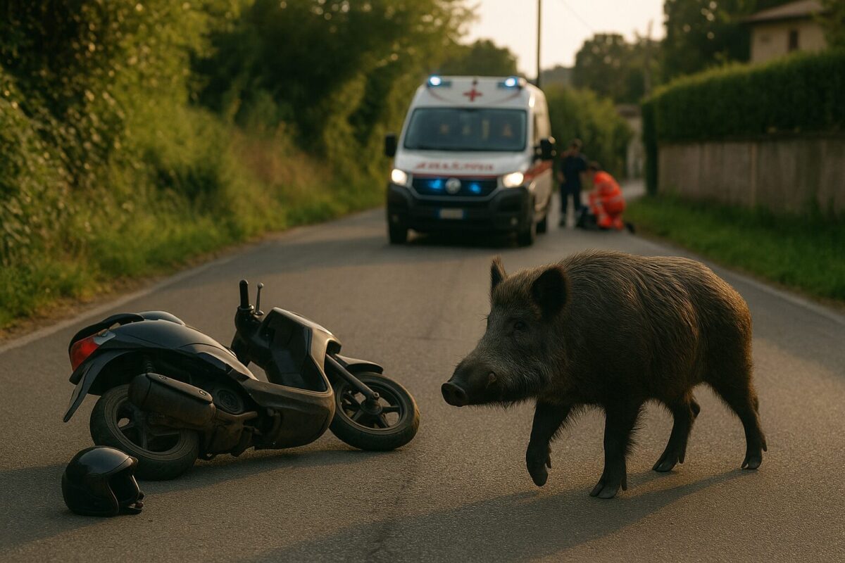 Un cinghiale sbuca dal torrente: insegue un giovane in motorino e lo fa ...