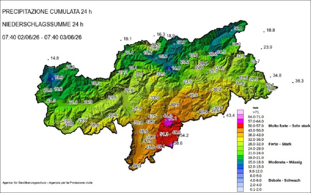 Maltempo, in Alto Adige piogge record da settembre 2025